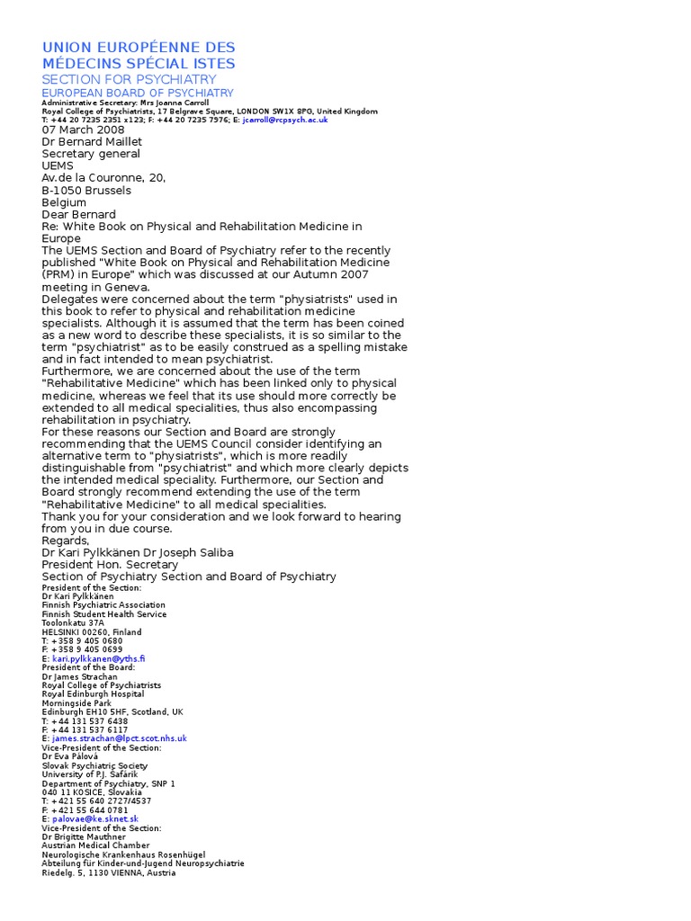 Uems | PDF | Physical Medicine And Rehabilitation | Psychiatry