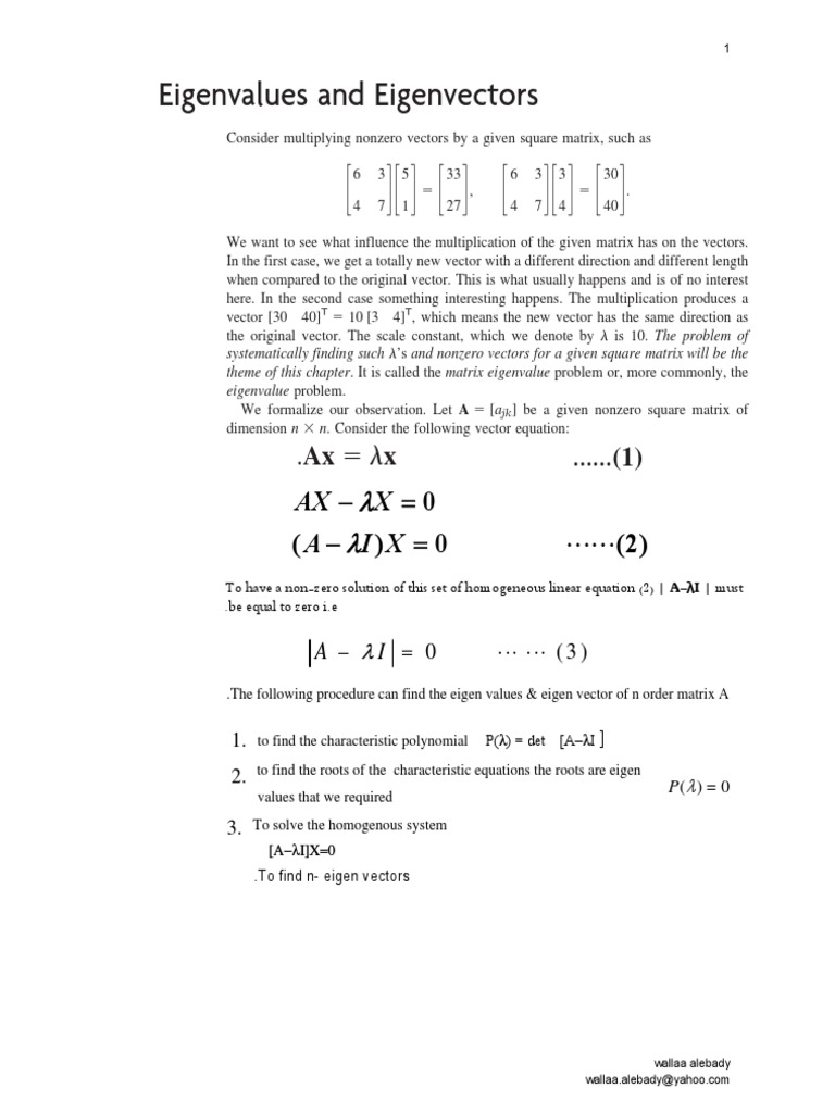 Eigenvalues and Eigenvectors2 | PDF | Eigenvalues And Eigenvectors | Vector Space