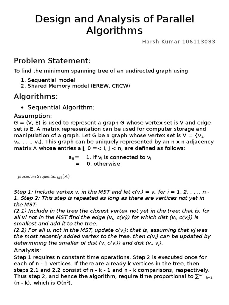Minimum Spanning Tree Parallel Pdf Thread Computing Graph Theory