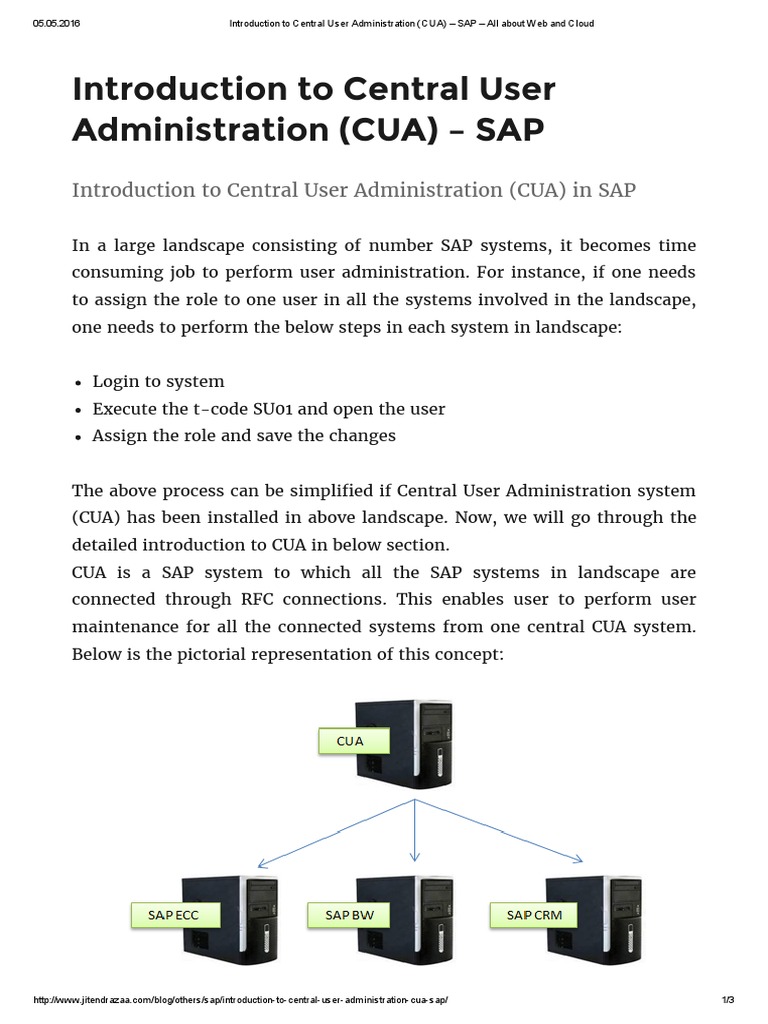 Introduction To Central User Administration (CUA) - SAP - All About Web ...