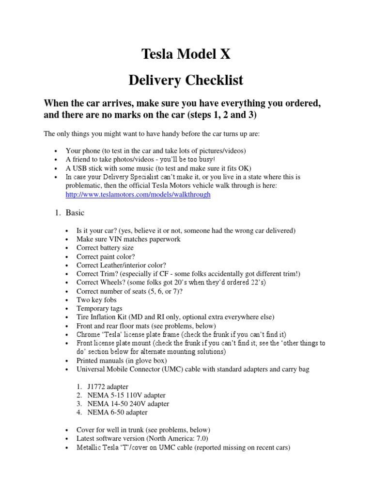 Tesla Model X Checklist | PDF | Tesla Model S | Mobile App