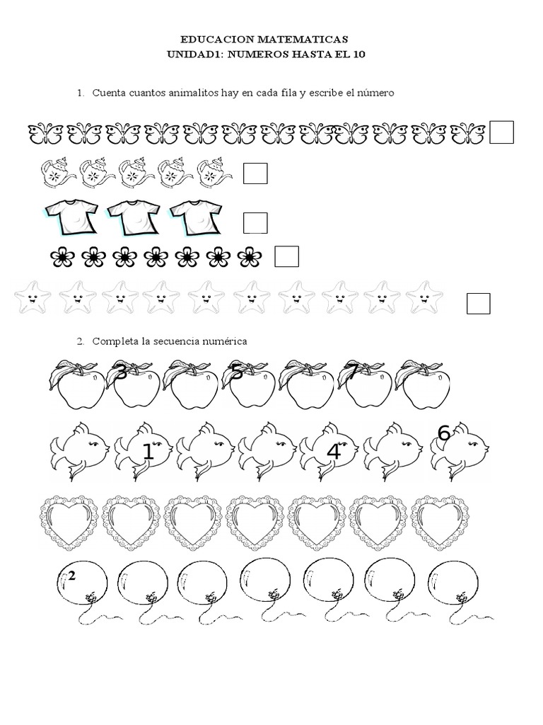 Numeros Del 1 Al 10 Actividades | PDF
