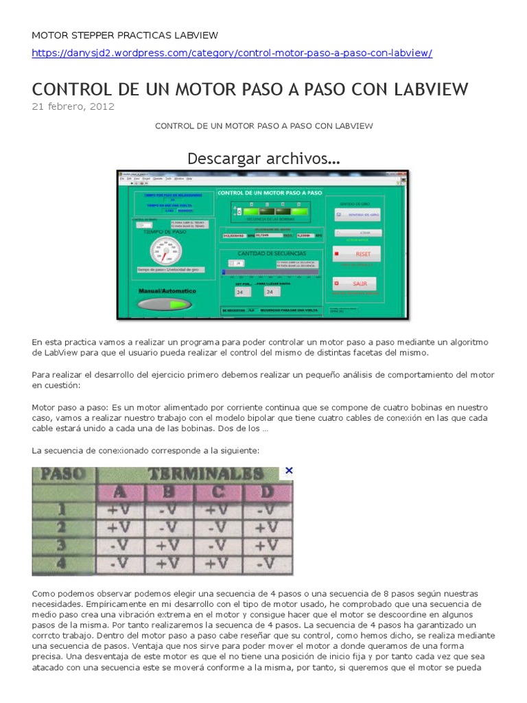 Motor Stepper Practicas Labview | PDF | Algoritmos | Programación de ...