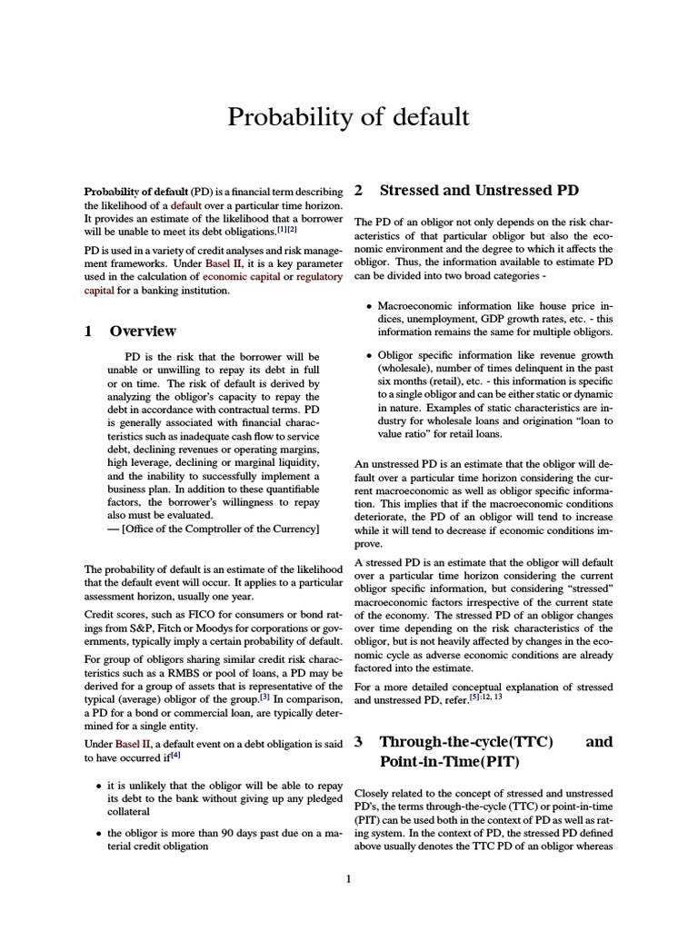 Probability of Default | PDF | Money | Credit