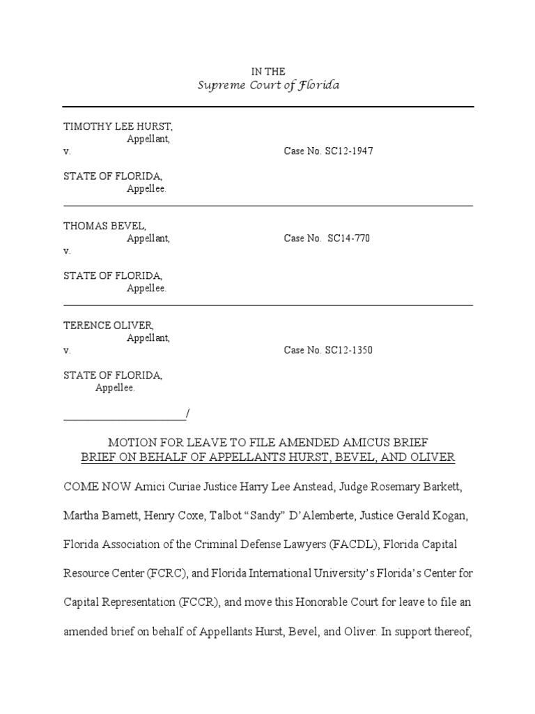 Motion for Amended Amicus Brief | PDF | Amicus Curiae | United States Law