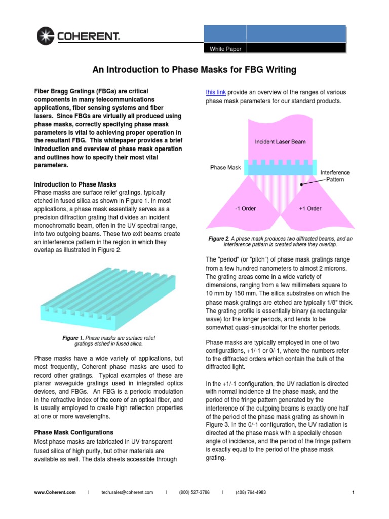Phase Mask | PDF | Interference (Wave Propagation) | Optical Fiber