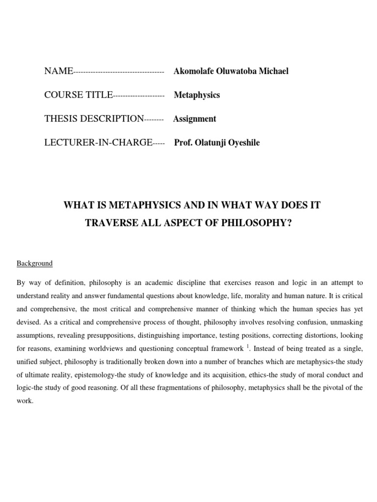 What Is Metaphysics... | PDF | Metaphysics | Ontology