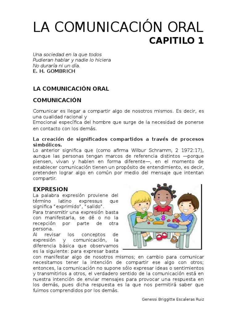 La Comunicación Oral | PDF | Comunicación | Concepto