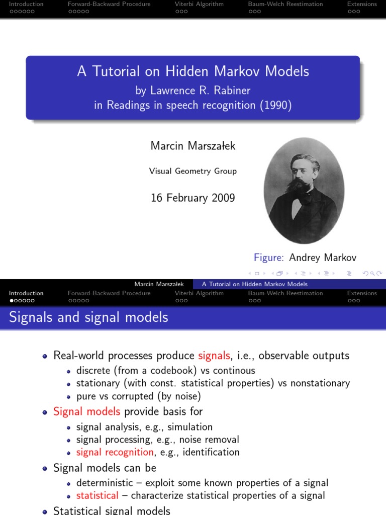 A Tutorial On Hidden Markov Models PDF | PDF | Markov Chain | Theoretical Computer Science
