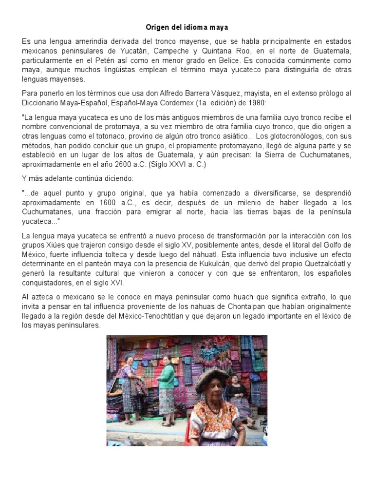 Origen de la lengua maya yucateca | PDF | Pueblos indígenas de América ...