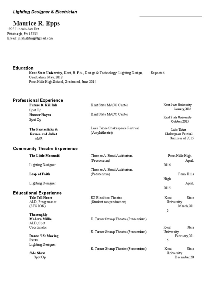 Maurice Epps Resume | PDF | Language Arts & Discipline | Art