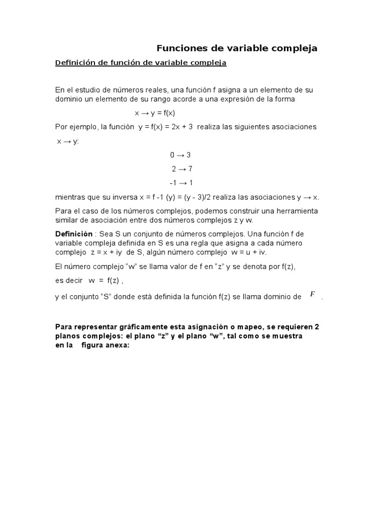 Funciones de Variable Compleja, Definicion | PDF | Número complejo ...