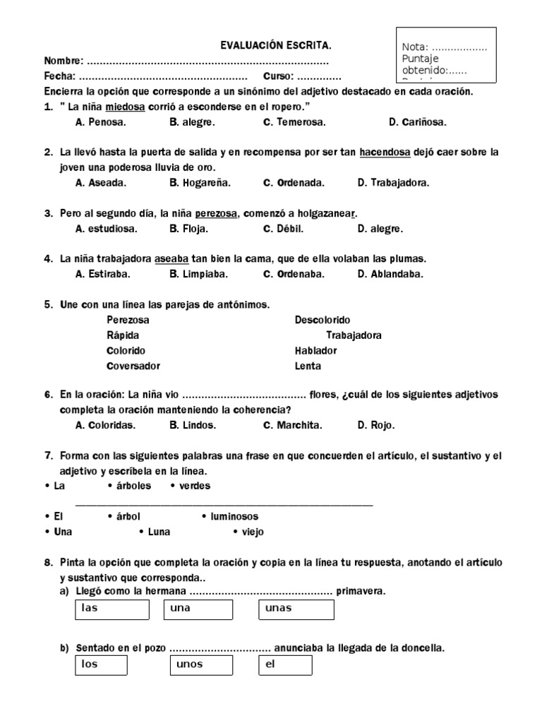 Evaluación Escrita | PDF