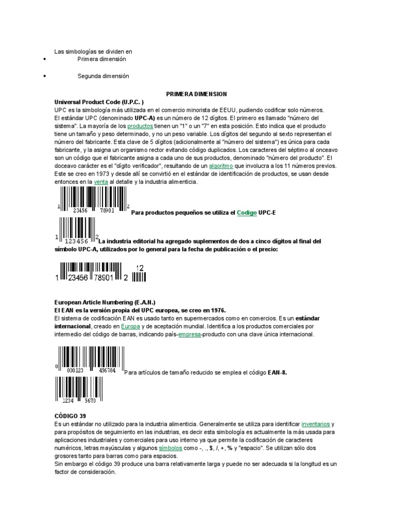 Lector de Codigo de Barras, Simbologia y Diagrama. | PDF | Código de ...