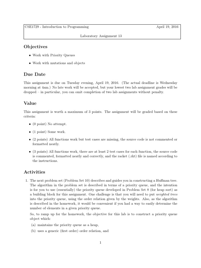 Lab 13 | PDF | Homework | Algorithms And Data Structures