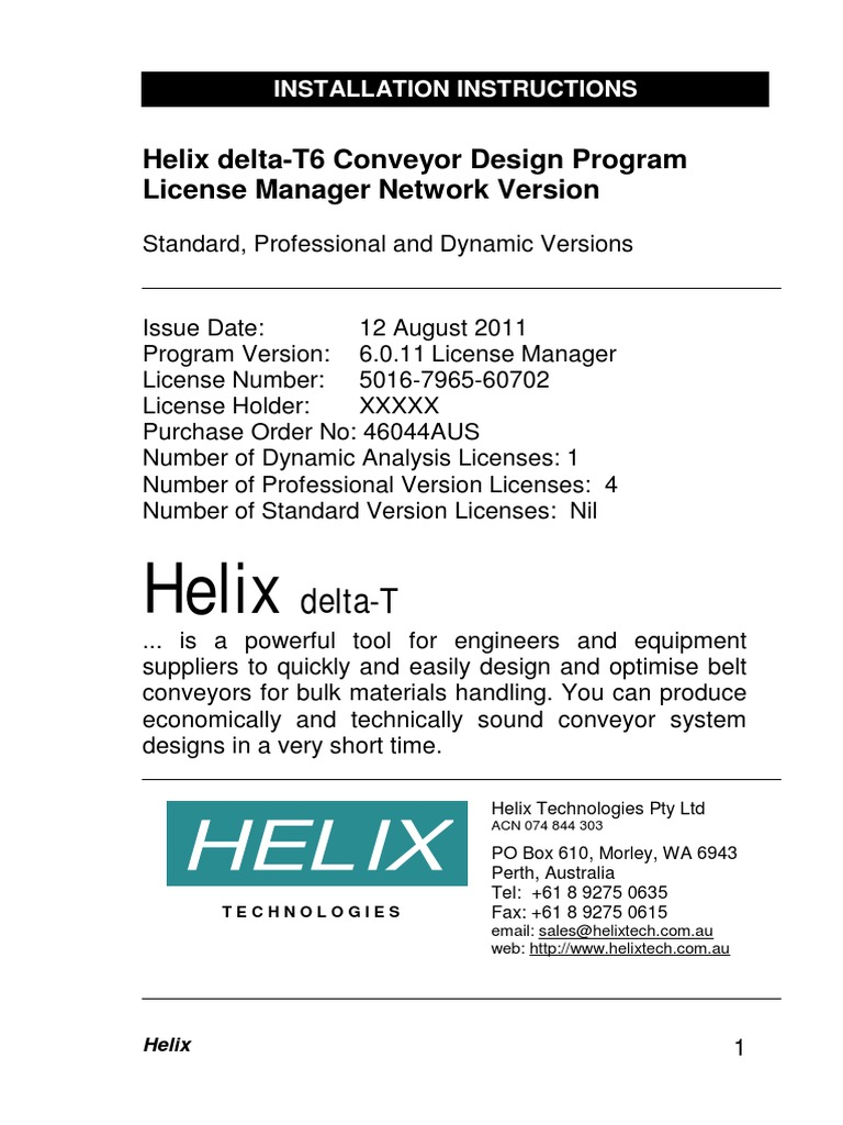 Helix DeltaT6 License Manager Sample Installation Instructions | Download Free PDF | Port ...