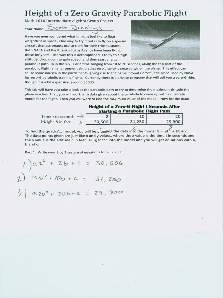 Zero Gravity Parabolic Flight Analysis | PDF | Weightlessness | Flight