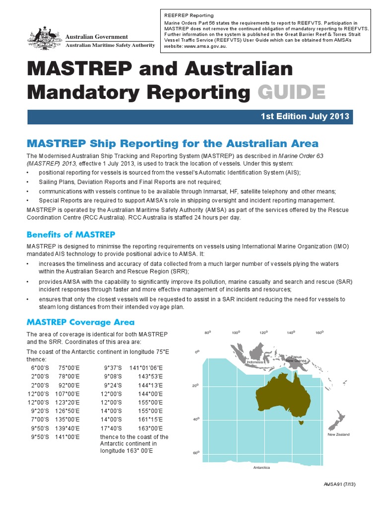 Aus Reporting MASTREP | Search And Rescue | Dangerous Goods