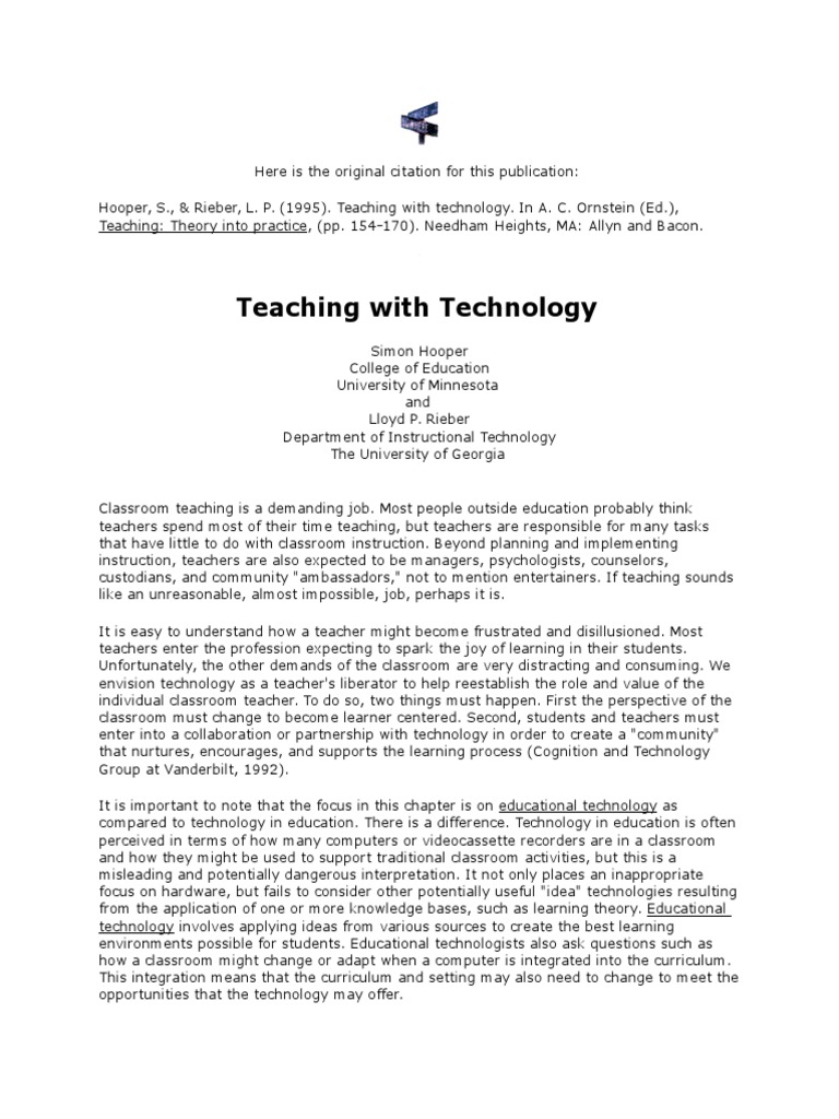 Teaching With Technology | PDF | Educational Technology | Learning