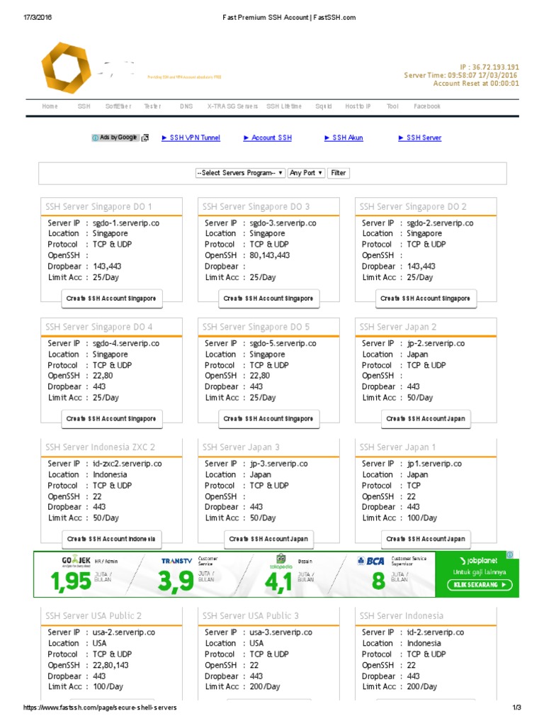 Fast Premium SSH Account - FastSSH | PDF | Secure Shell | Internet Protocols