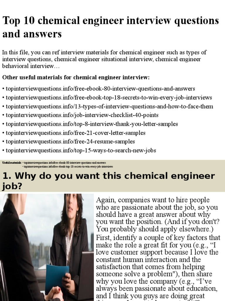 Top 10 Chemical Engineer Interview Questions and Answers | PDF | Organizational Culture | Engineer