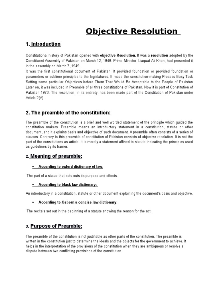 Objective Resolution | PDF | Sharia | Caliphate