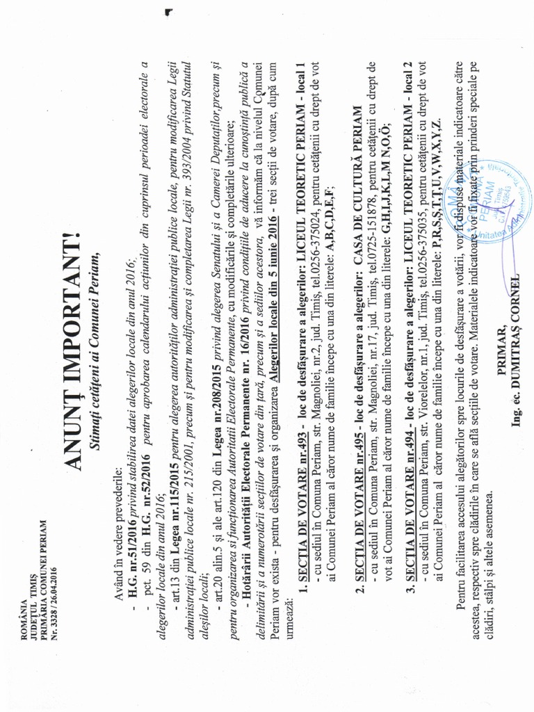 Anunt Important | PDF