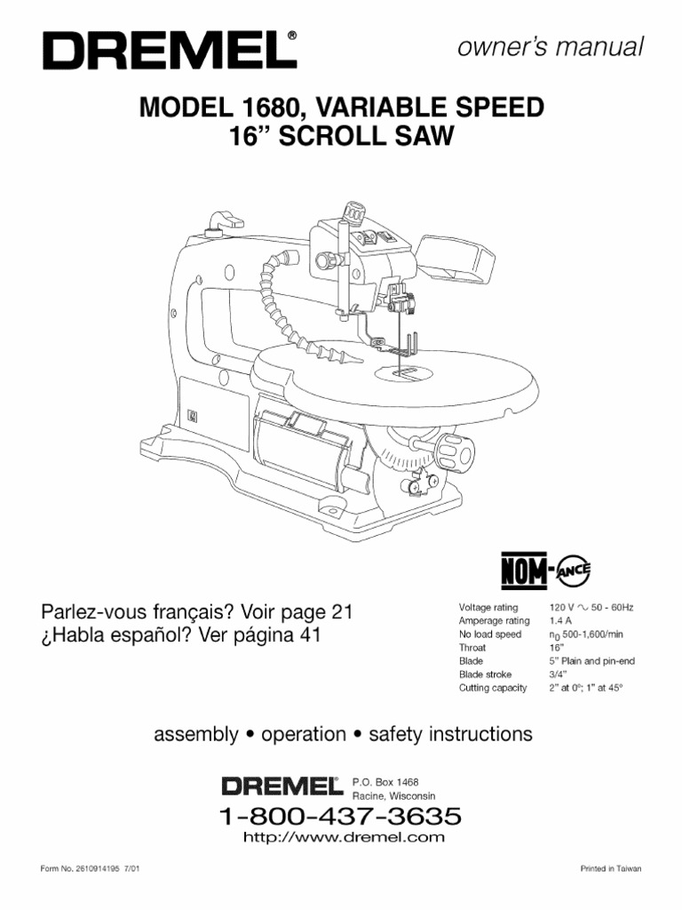 Scroll Saw Parts Labeled