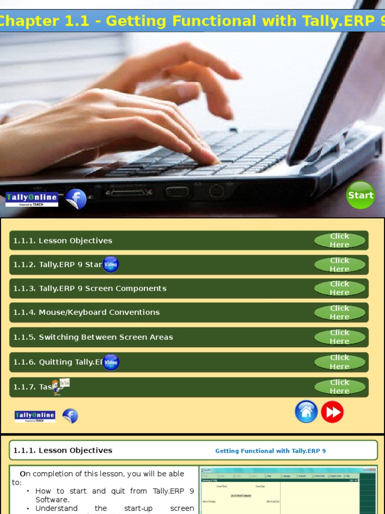 Chapter 1.1 - Getting Functional With Tally - Erp 9 | PDF | Button (Computing) | Computer Keyboard