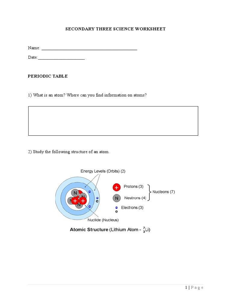 Secondary Three Science: Atoms & Periodic Table | PDF | Technology ...