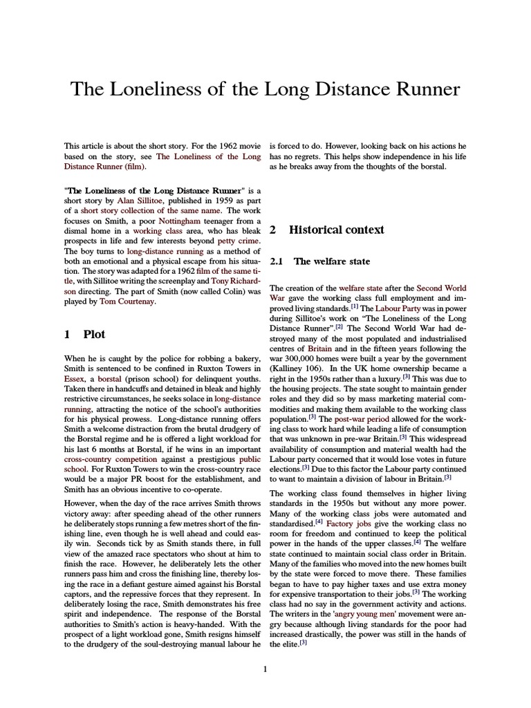 The Loneliness of The Long Distance Runner | PDF