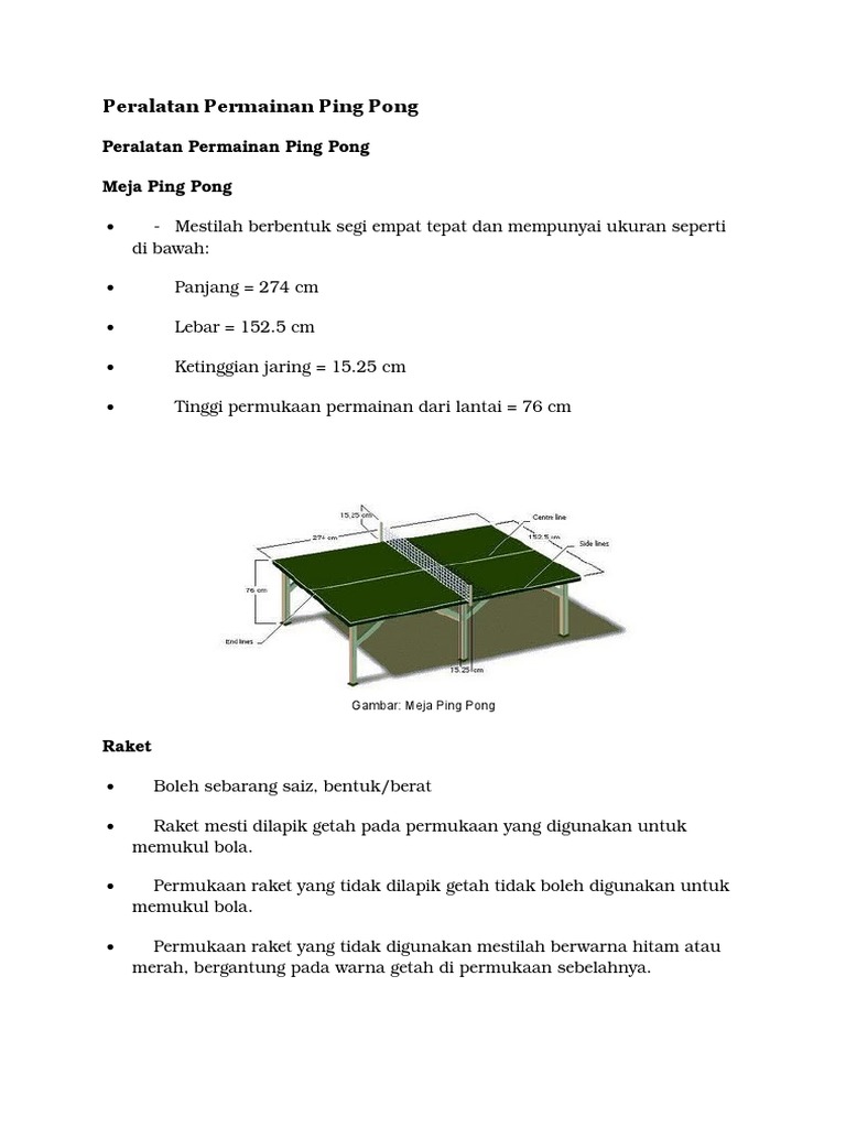 Peralatan Permainan Ping Pong | PDF