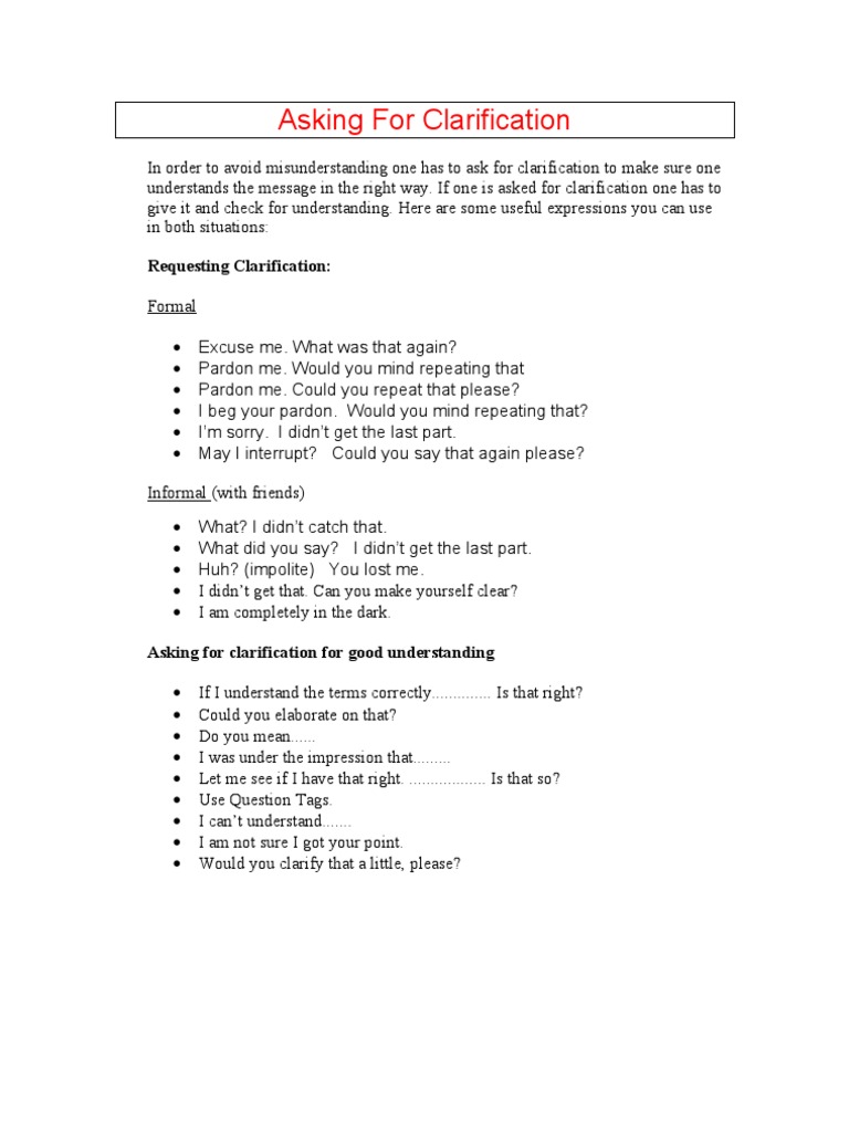 Asking For Clarification | PDF