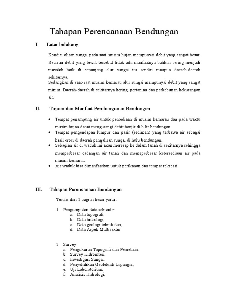Tahapan Perencanaan Bendungan | PDF