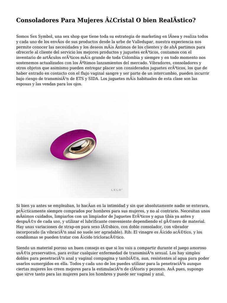 Consoladores Para Mujeres ¿cristal O Bien Realístico Pdf 3255