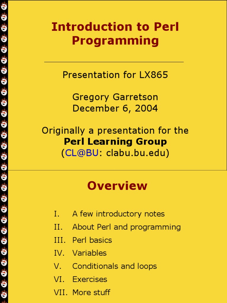 Intro To Perl Programming PDF | PDF | Programming Language | Perl