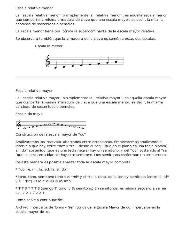Escala Relativa Menor y Relativa Mayor | PDF | Escala (música) | Melodía