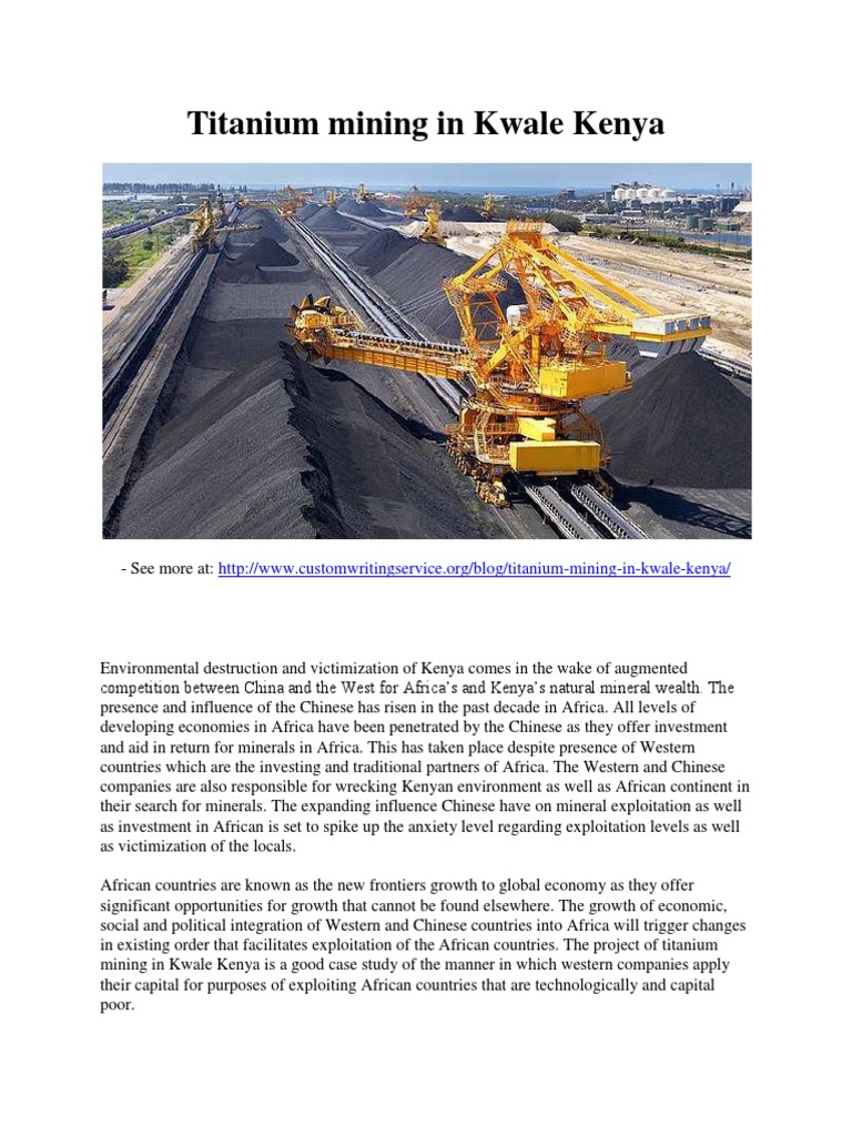 Titanium Mining in Kwale Kenya PDF | PDF | Kenya | Mining