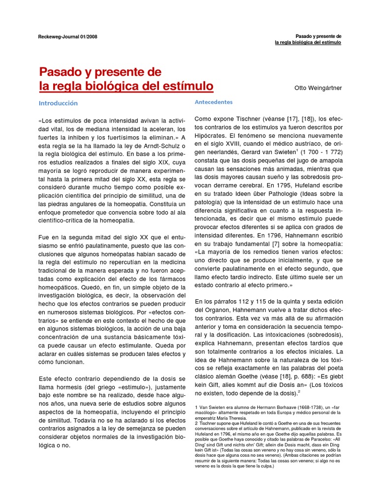 ARNDT Y SCHULZ Hormesis PDF | PDF | Homeopatía | Veneno