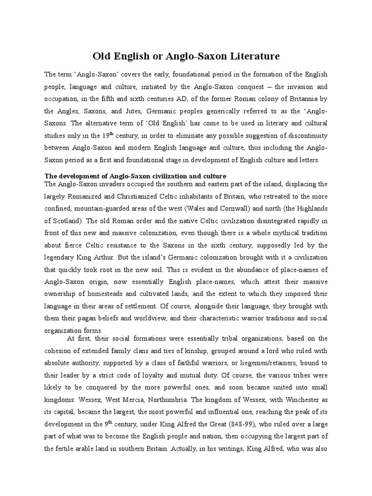 Old English or Anglo-Saxon Poetry | PDF | Anglo Saxons | Beowulf