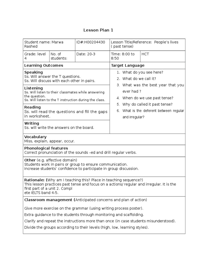 lesson plan 1 | Lesson Plan | Reading Comprehension | Free 30-day Trial ...