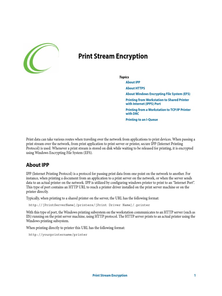 Print Stream Encryption | PDF | Port (Computer Networking) | Transport Layer Security