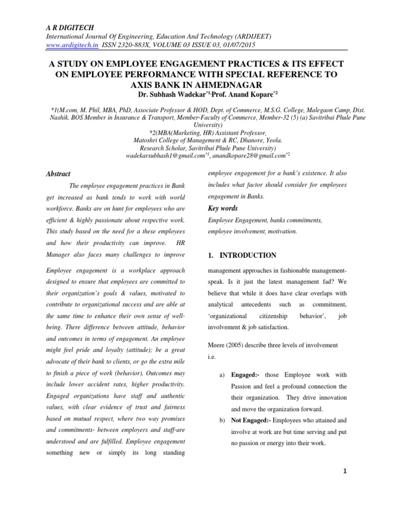 A Study On Employee Engagement Practices & Its Effect On Employee ...