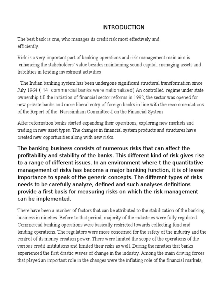 Dissertation On Credit Risk Management | PDF | Financial Markets | Banks