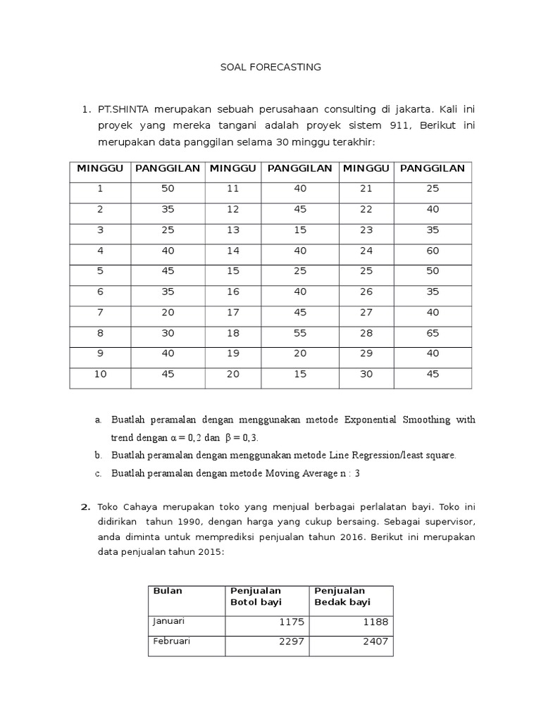 Contoh Soal Forecasting Quantitative Business | PDF | Karier & Perkembangan | Pengelolaan ...
