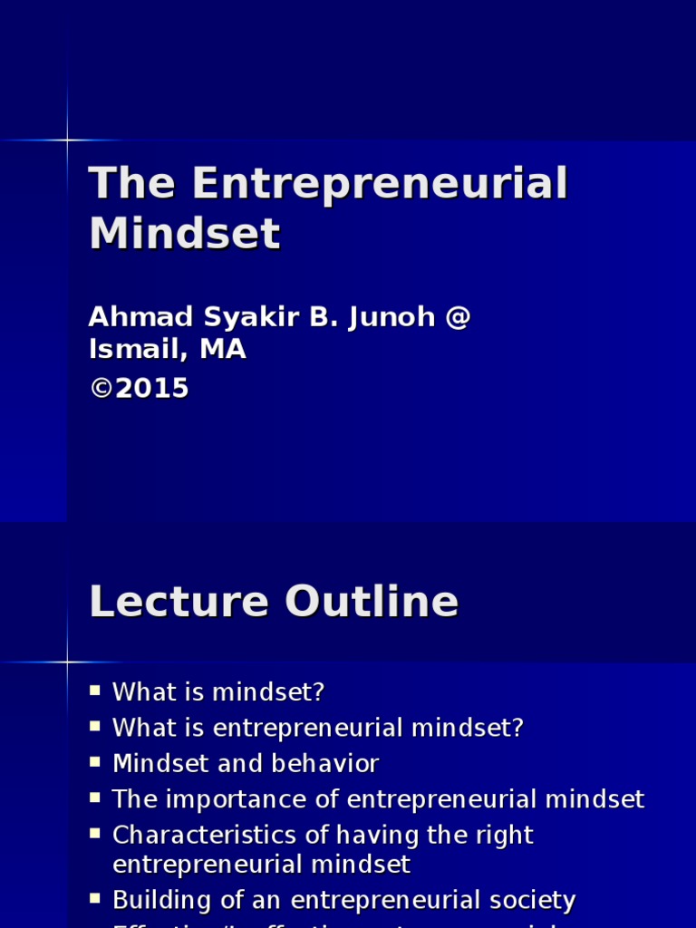 Entrepreneurial Mindset | PDF | Mindset | Entrepreneurship