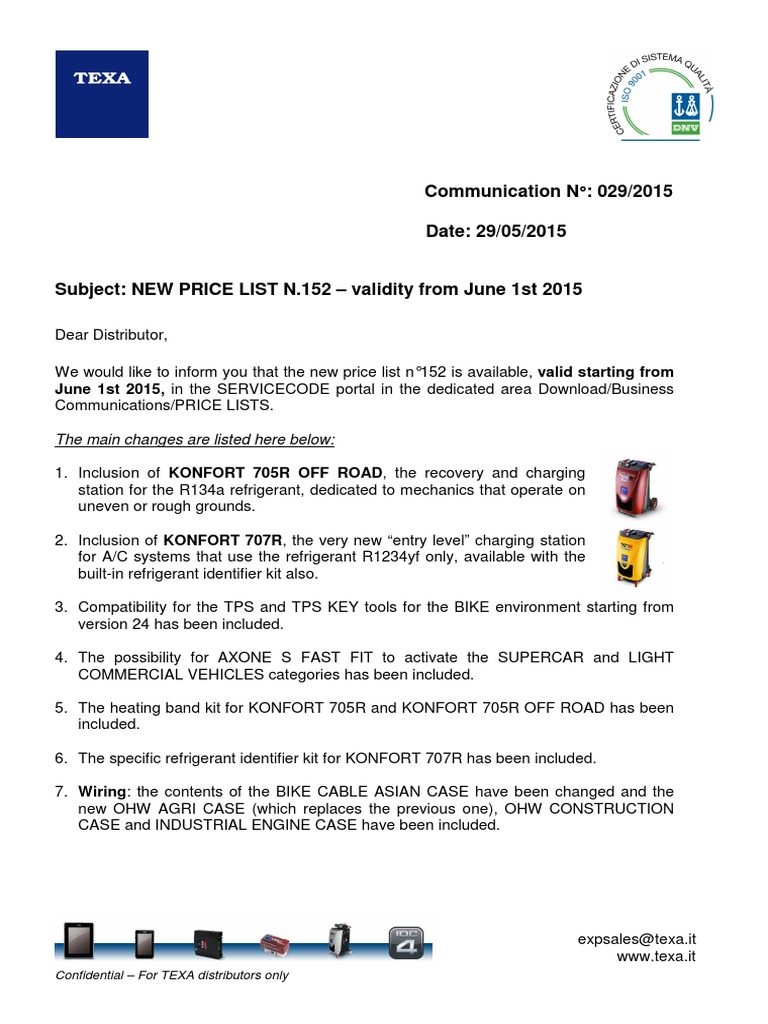 029-2015 - NEW PRICE LIST N.152 - Validity From June 1st 2015 | PDF ...