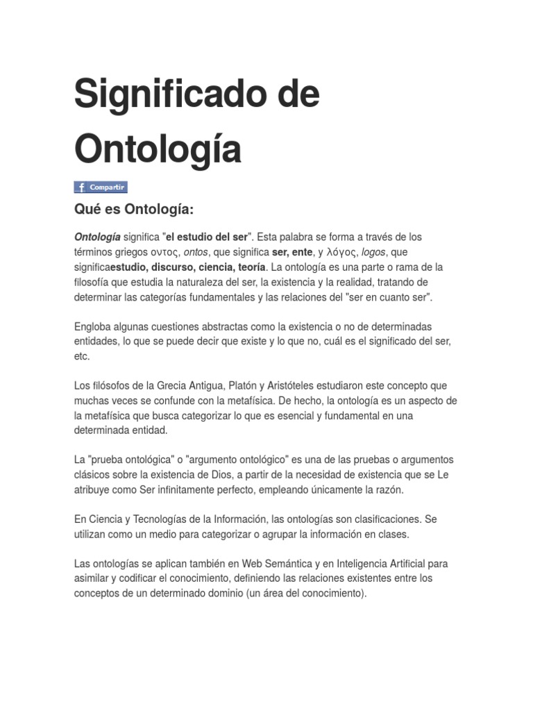 Definición y Significado de Ontología | PDF | Filosofía
