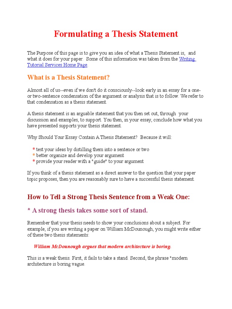 Formulating A Thesis Statement | PDF | Essays | Thesis