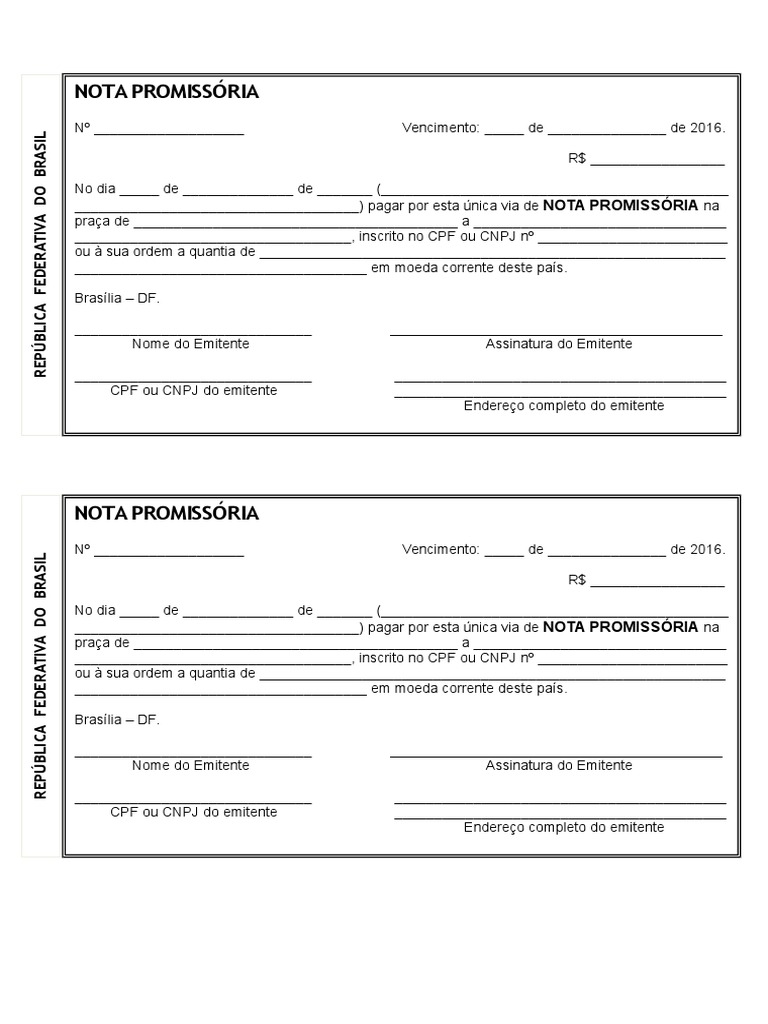 Modelo De Nota Promissoria Em Word